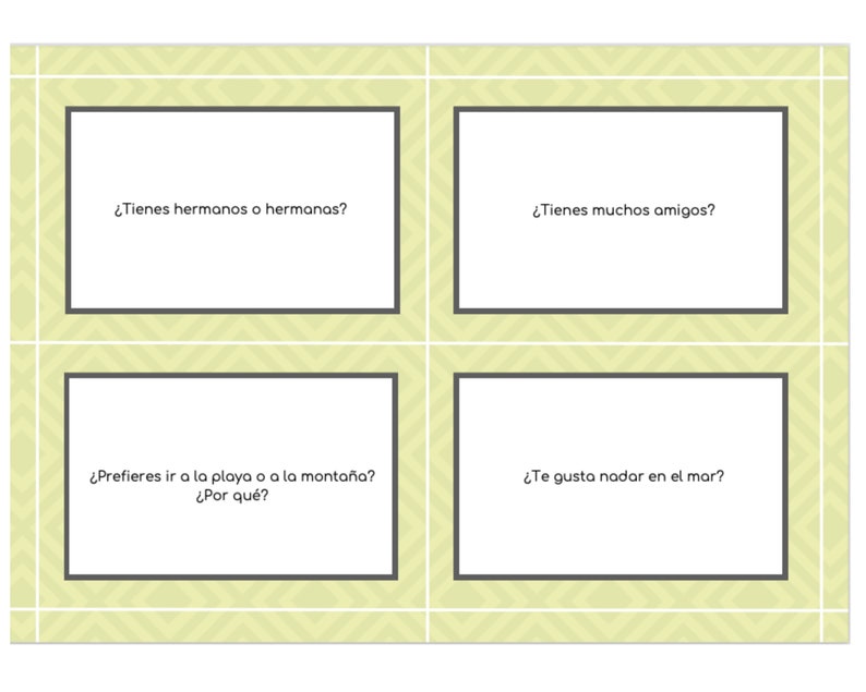 120 Spanish I Conversation Cards, Spanish Conversation Practice Cards ...