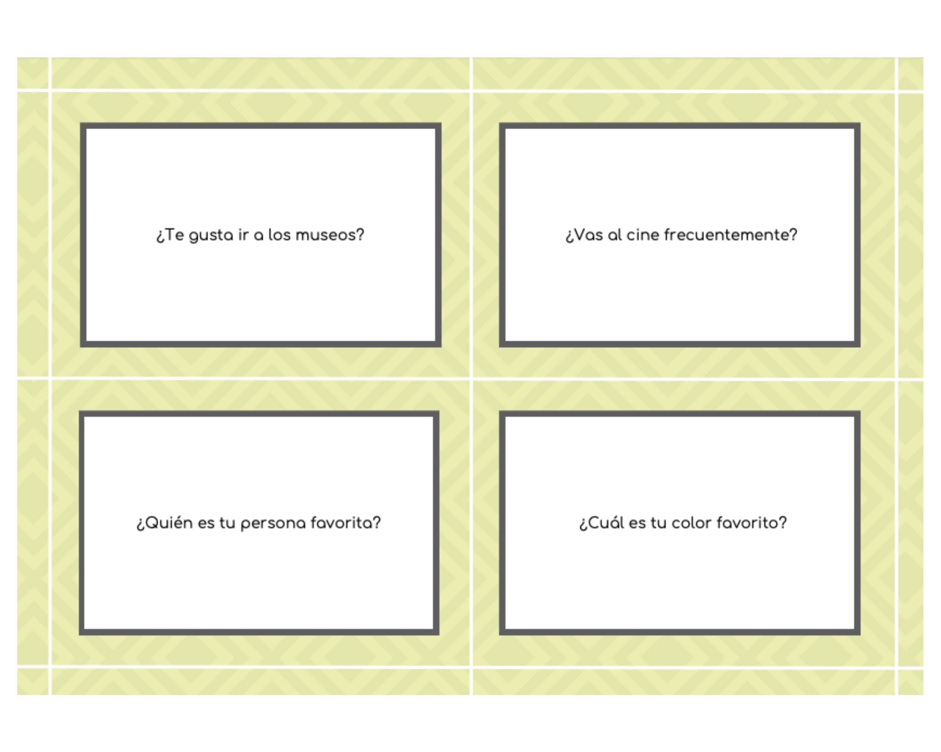 120 Spanish I Conversation Cards, Spanish Conversation Practice Cards ...