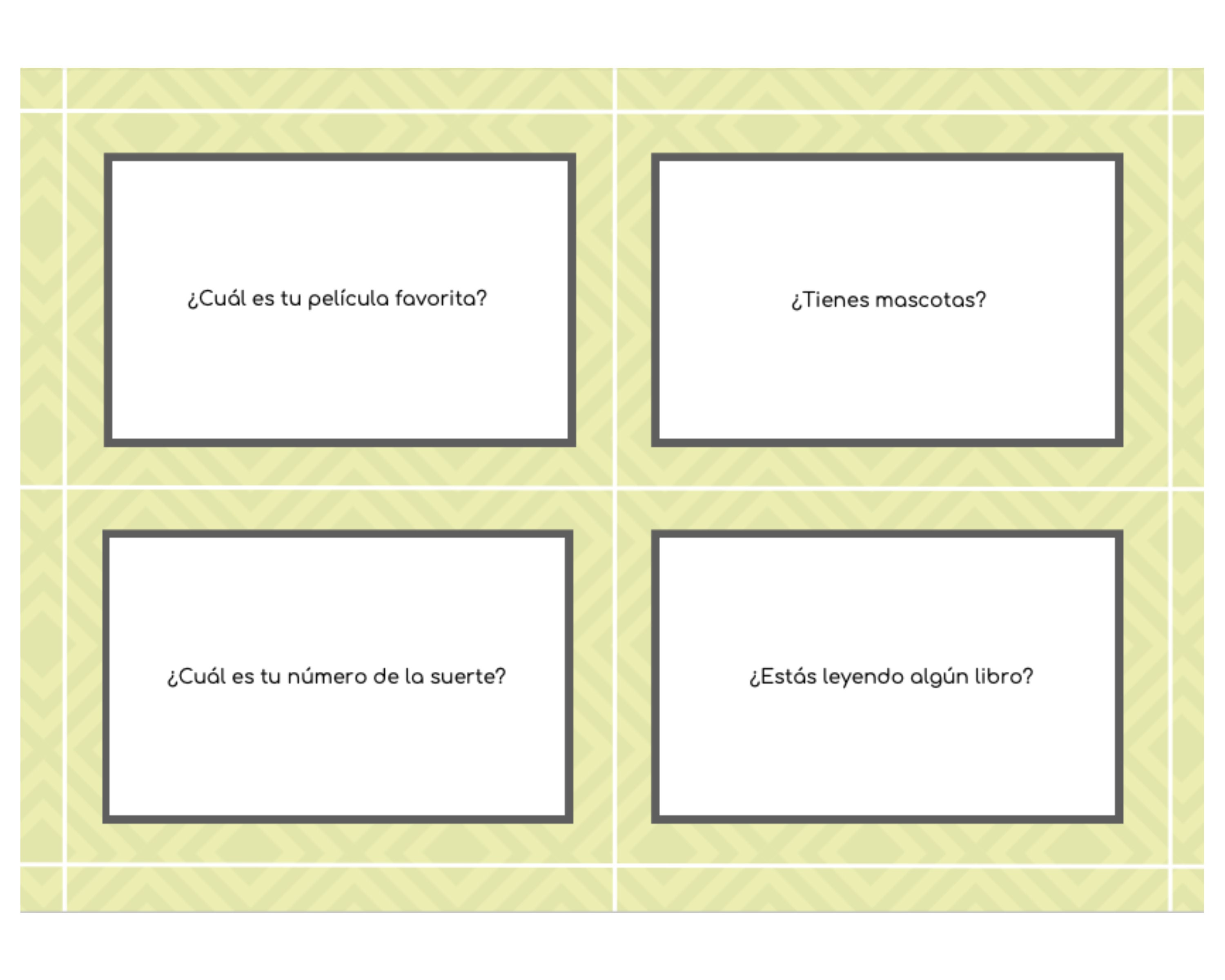 120 Spanish I Conversation Cards, Spanish Conversation Practice Cards ...