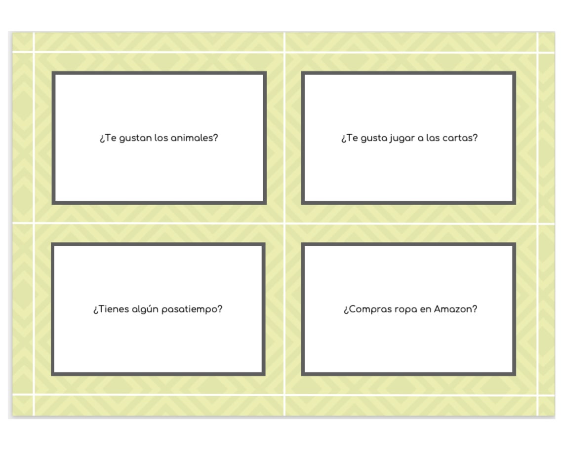 120 Spanish I Conversation Cards, Spanish Conversation Practice Cards ...