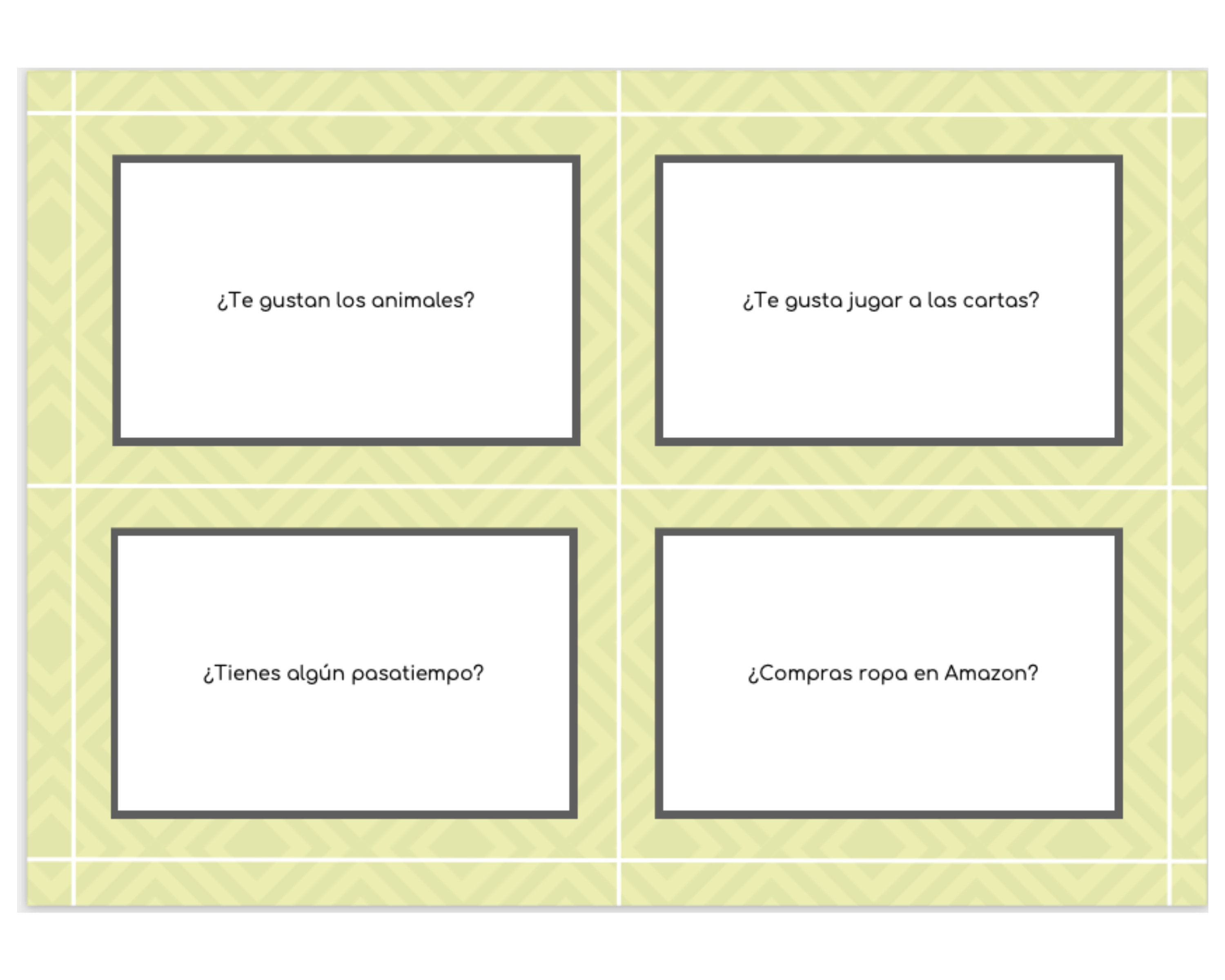 120 Spanish I Conversation Cards, Spanish Conversation Practice Cards ...