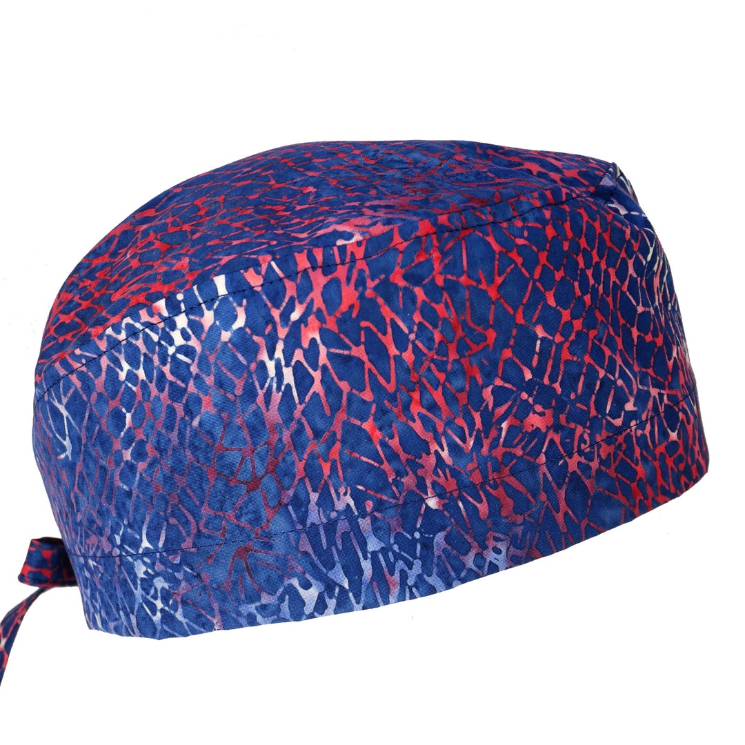 Batik Cotton Men's Scrub Cap: Surgical, Dental, Anesthesiologist - Tie ...