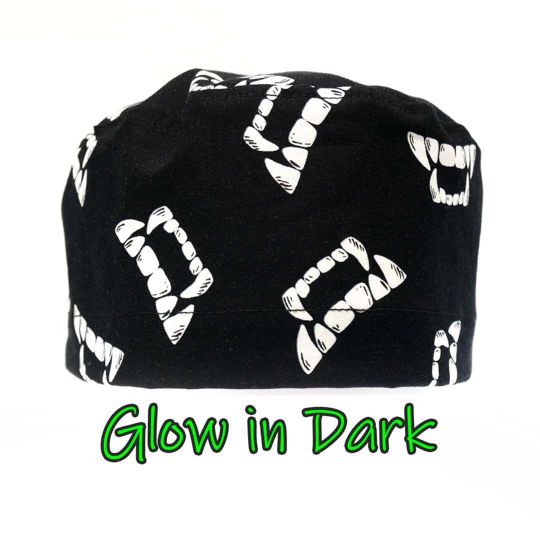 Men's Halloween Vampire Teeth Scrub Cap: Cotton Tie-back Surgical Hat ...