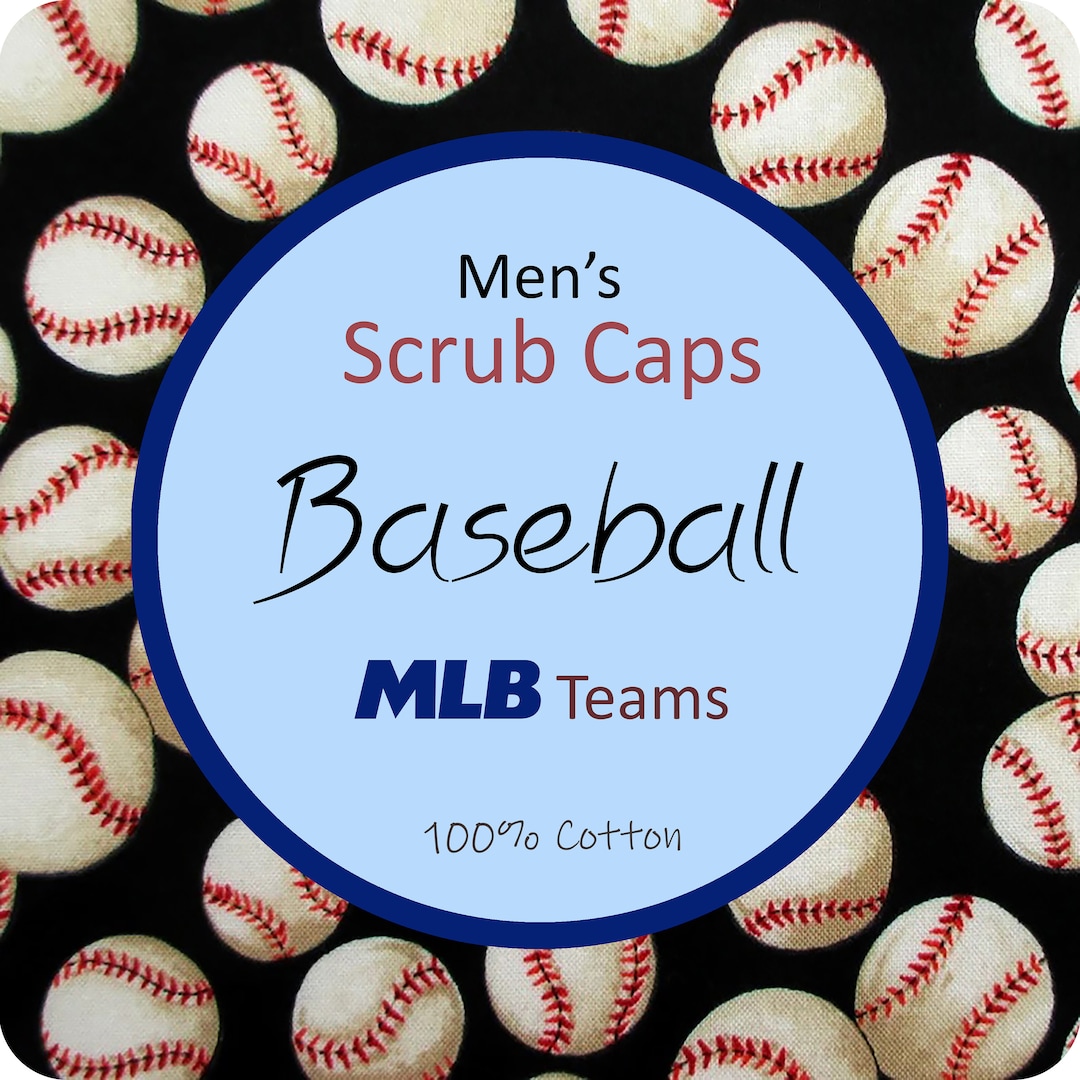 MLB Baseball Scrub Cap Collection: Cotton Tie-back Surgical Hat ...