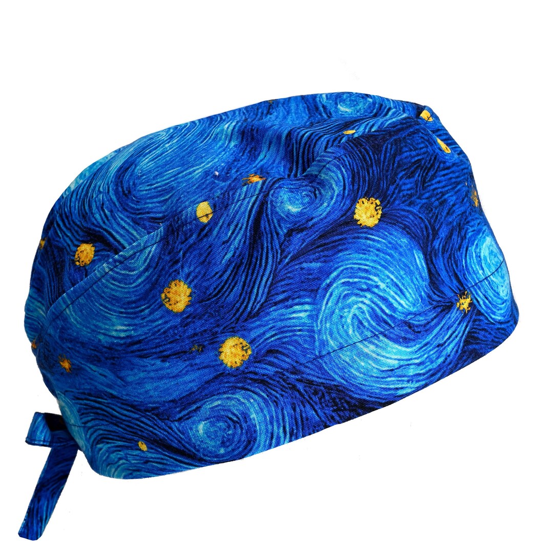 Starry Night Inspired by Van Gogh II: Men's Cotton Cap, Tie-back ...