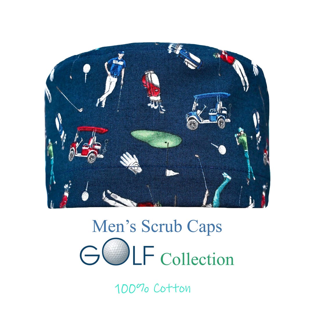 Men's Golf Scrub Cap: Cotton Breathable Surgical Hat, Optional ...