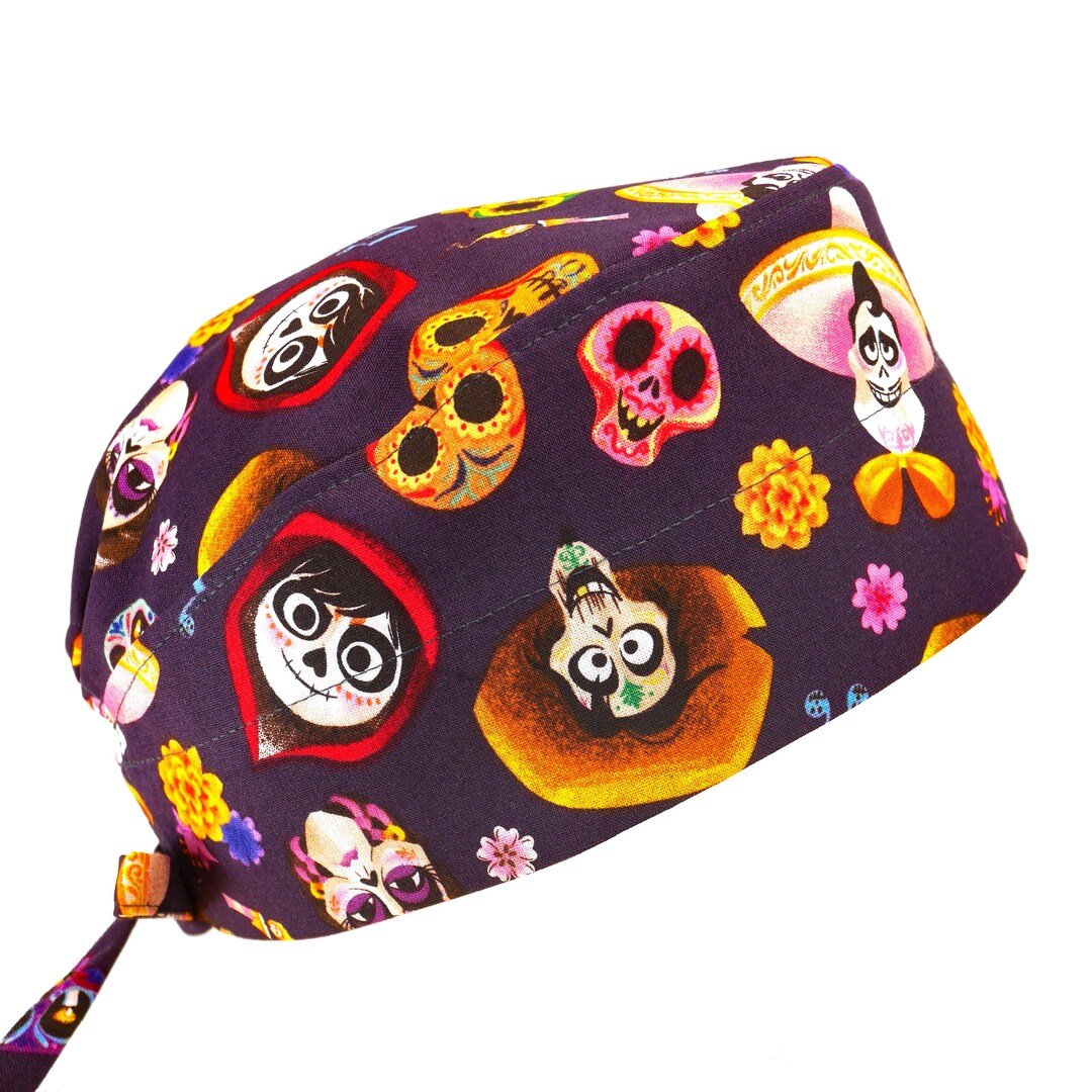 Coco Pixar Cotton Scrub Cap - Men's Surgical Tie-back Hat, Optional ...