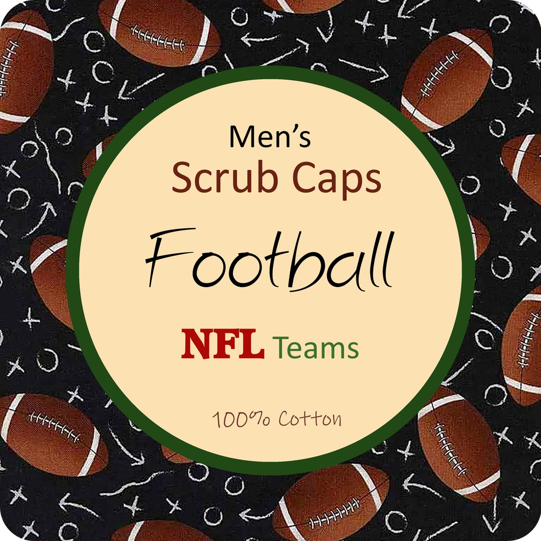 NFL Football Scrub Cap Collection: Cotton Breathable Tie-back - Men's ...