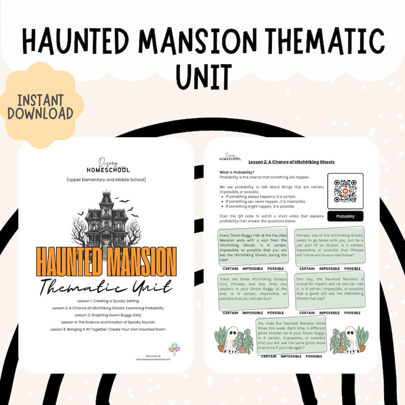 Haunted Mansion Homeschool Unit | Disney Halloween Lesson Plan (ages 8 ...