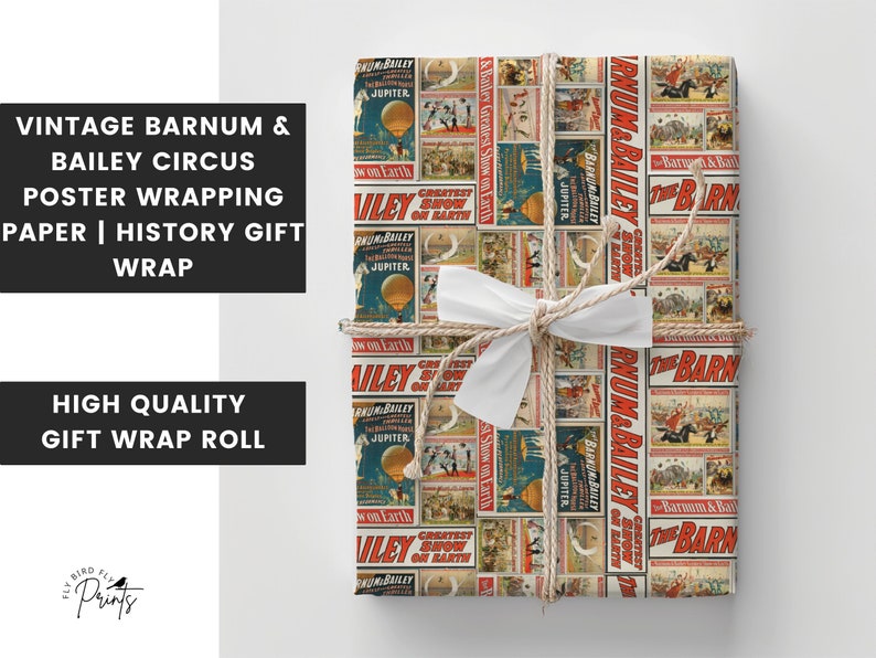 Vintage Barnum & Bailey Circus Poster Wrapping Paper History Gift Wrap ...