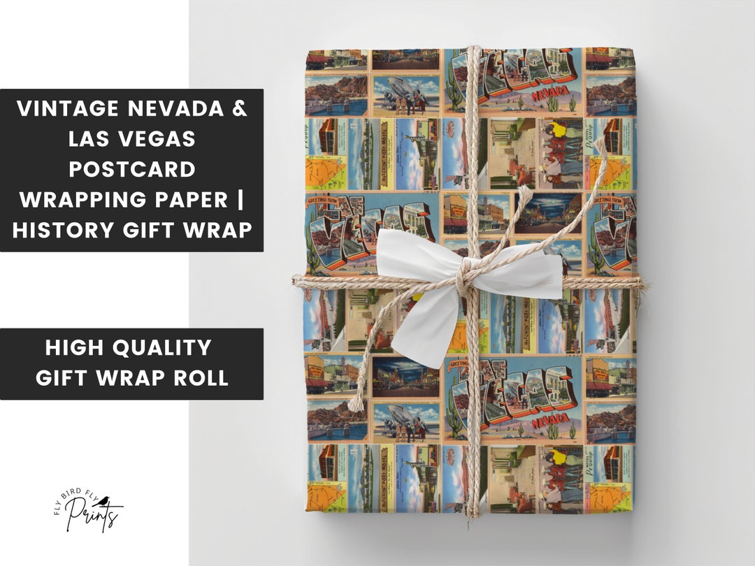 Vintage Nevada & Las Vegas Postcard Wrapping Paper History Gift Wrap ...