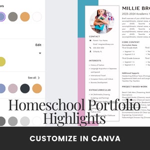 Homeschool Portfolio Template: Editable Canva Pages (digital Download ...