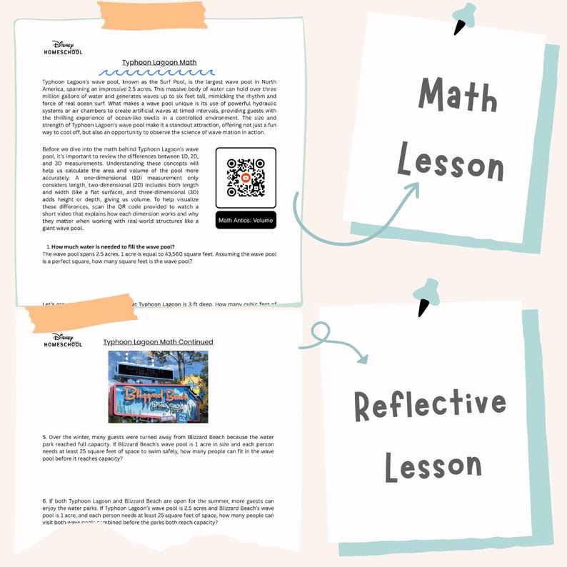 Disney Water Park Math Worksheets | Area, Volume STEM (digital Download ...