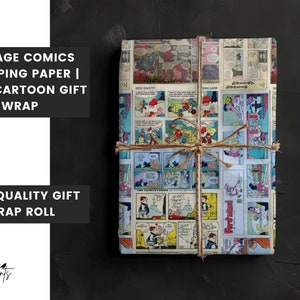 Vintage Comics Wrapping Paper 1980s Cartoon Gift Wrap Flintstones Star ...