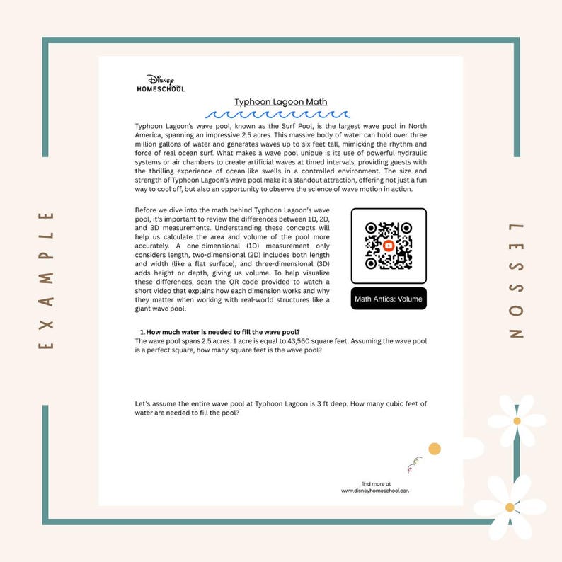 Disney Water Park Math Worksheets | Area, Volume STEM (digital Download ...