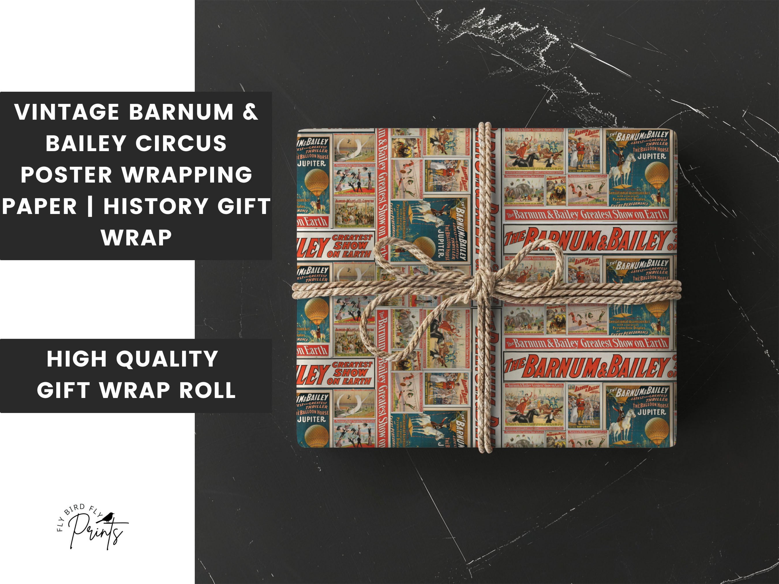 Vintage Barnum & Bailey Circus Poster Wrapping Paper History Gift Wrap ...