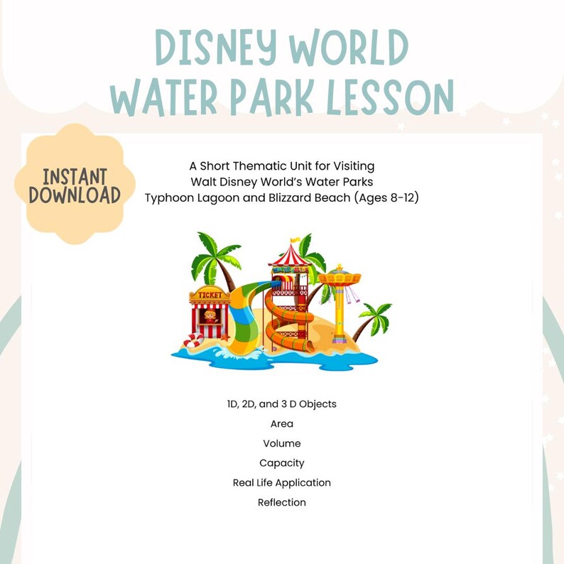 Disney Water Park Math Worksheets | Area, Volume STEM (digital Download ...