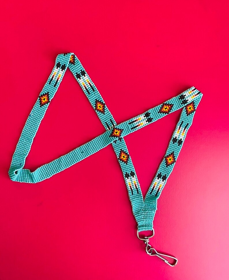 Beaded Lanyard Artisan Colorful Neon Key Holders - Etsy