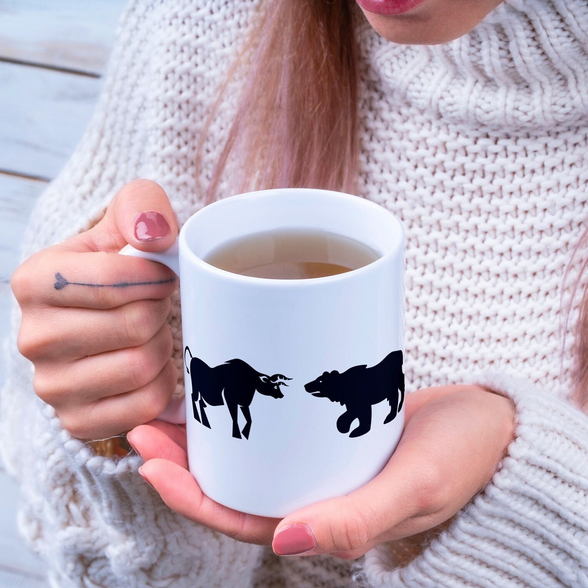 Bearish Vs Bullish Classic White Mug 11oz, Gift for Classic Style ...