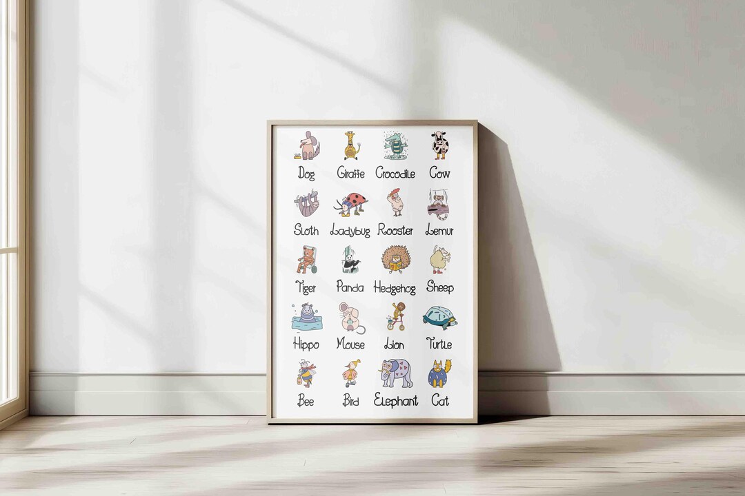Animal Names Poster — Ages 2–5 | Vocabulary & Word Recognition ...
