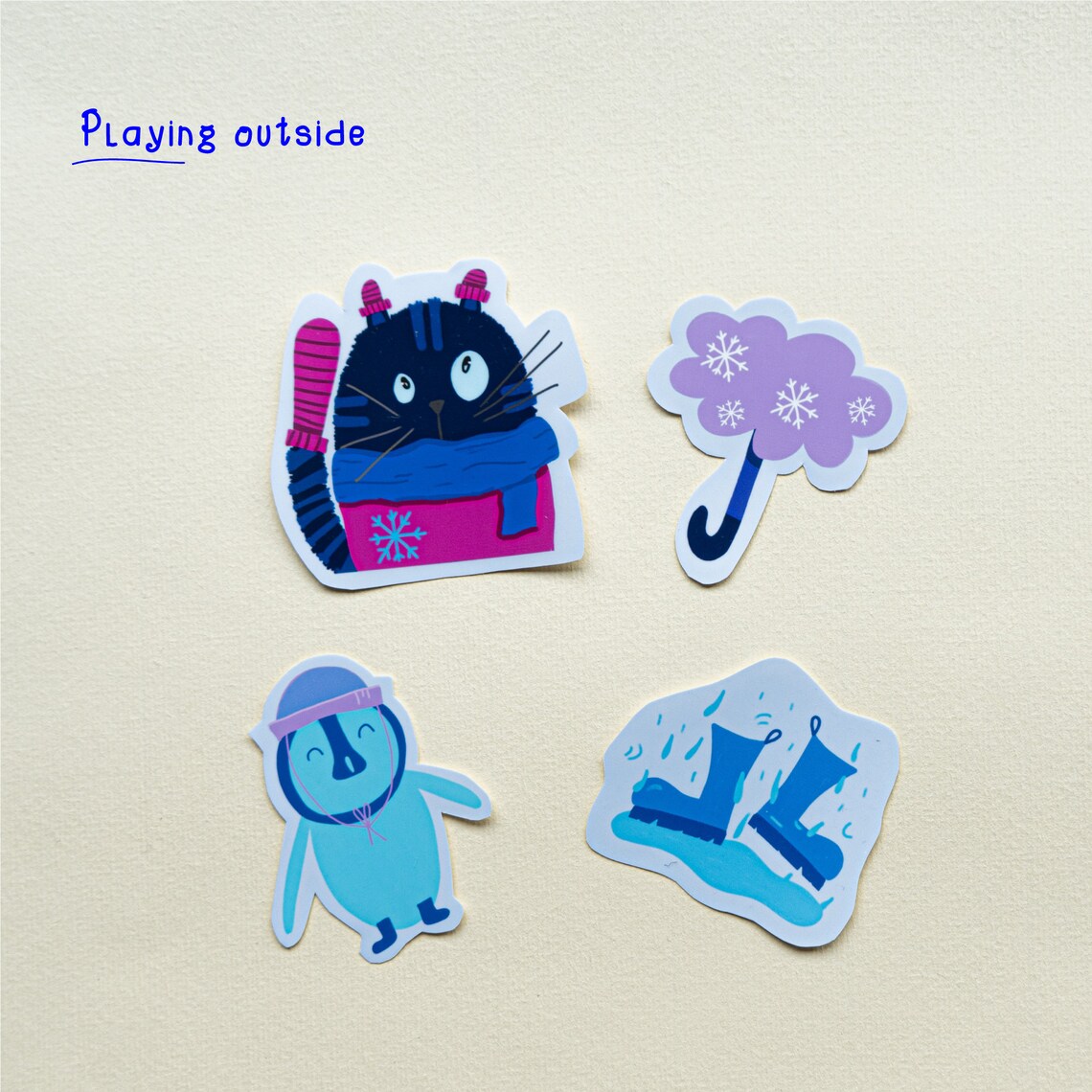 14 Stickers - Frosty Blue Winter - Etsy