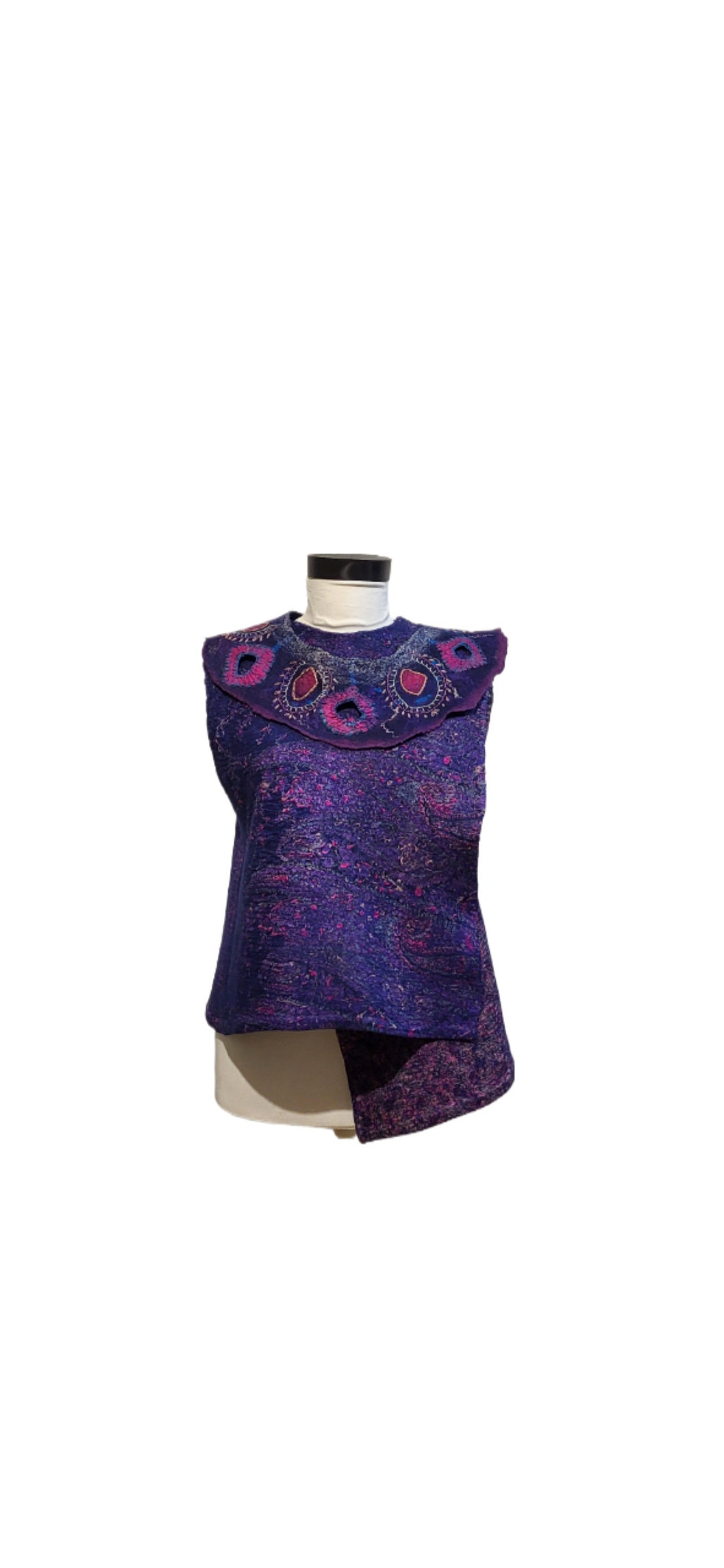 Felted Waistcoat, Wool and Silk Vest, Pink Magenta Purple Vest ...