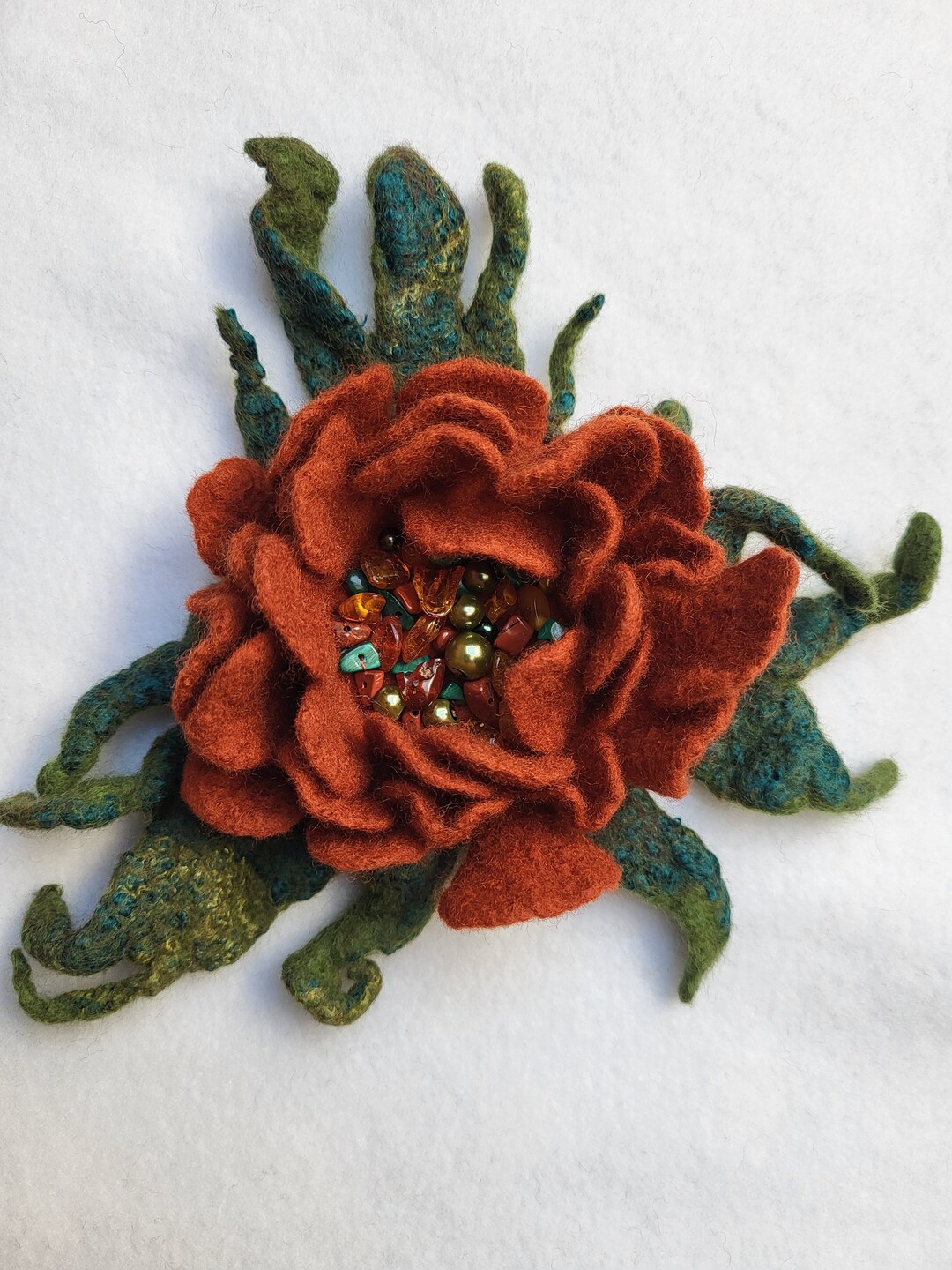 Women Felt Flower Brooch, Elegant Beaded Flower Corsage, Wool Flower ...