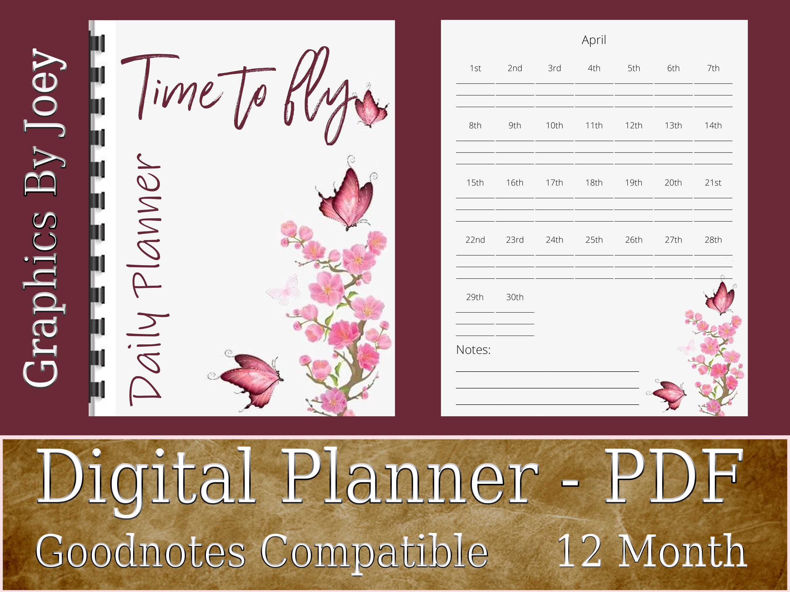 Butterfly Digital Planner | PDF Format | Goodnotes | Daily Planner | 12 ...