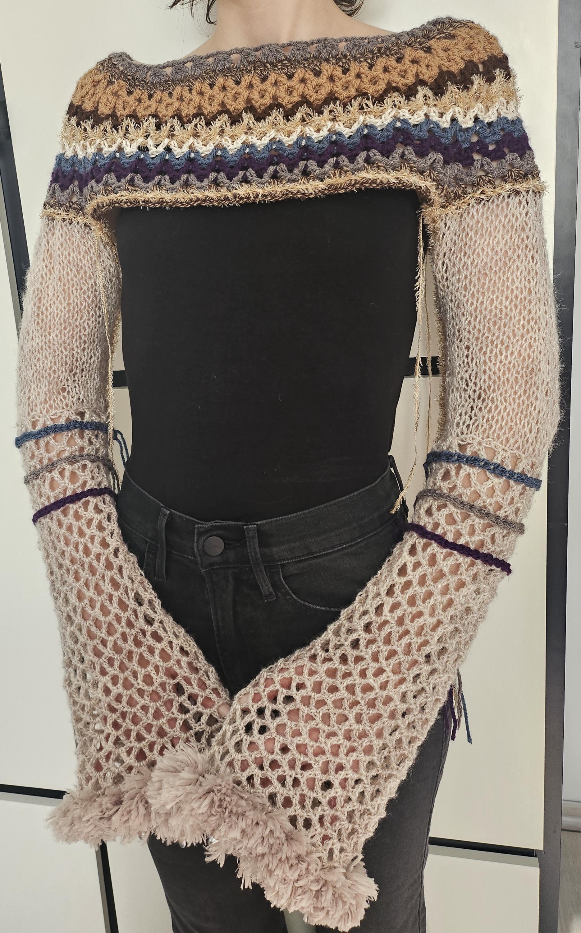 Y2K Crochet Bolero Shrug Arm Sleeve, Hippie Clothing, Handmade Y2K ...