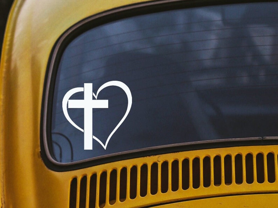 Cross With Heart Vinyl Decal // Car Decal // Outdoor Vinyl // Christian ...