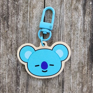 BT21 Inspired Synthetic Wooden Keychain BTS Koya RJ Shooky Mang Chimmy ...