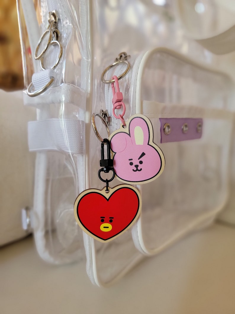 BT21 Inspired Synthetic Wooden Keychain BTS Koya RJ Shooky Mang Chimmy ...