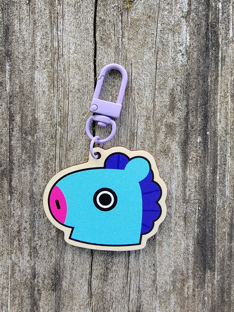 BT21 Inspired Synthetic Wooden Keychain BTS Koya RJ Shooky Mang Chimmy ...