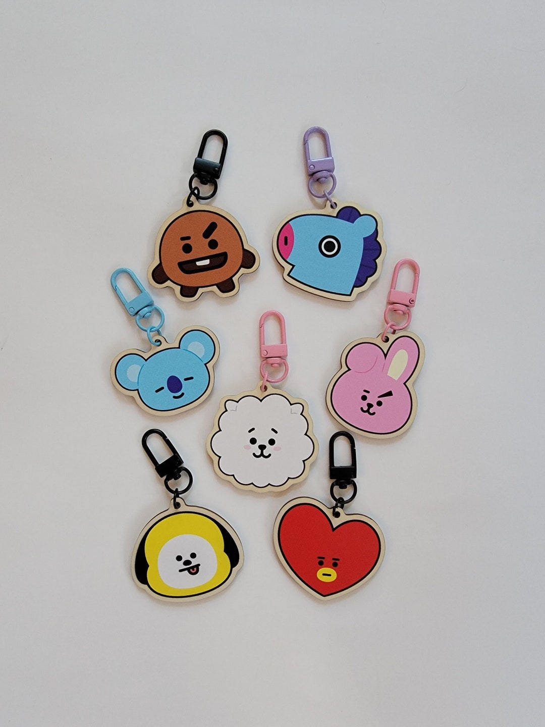 BT21 Inspired Synthetic Wooden Keychain BTS Koya RJ Shooky Mang Chimmy ...