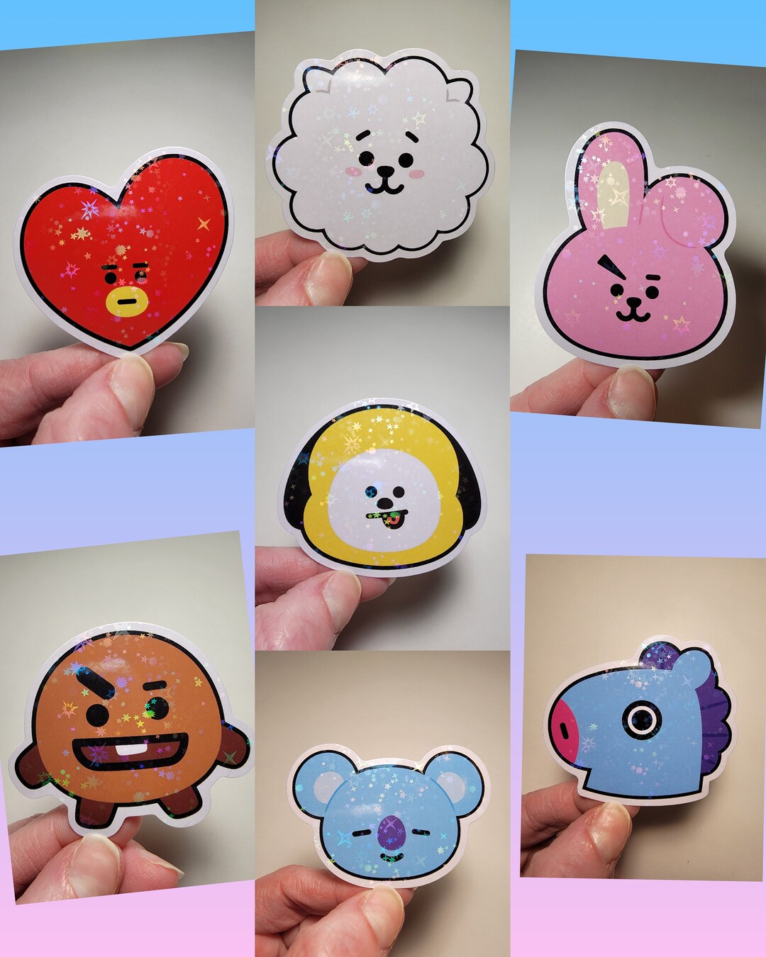 BT21 Inspired Holographic Star Vinyl Stickers Kpop BTS - Etsy