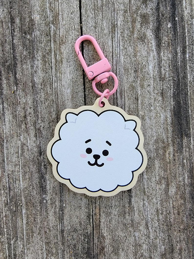 BT21 Inspired Synthetic Wooden Keychain BTS Koya RJ Shooky Mang Chimmy ...