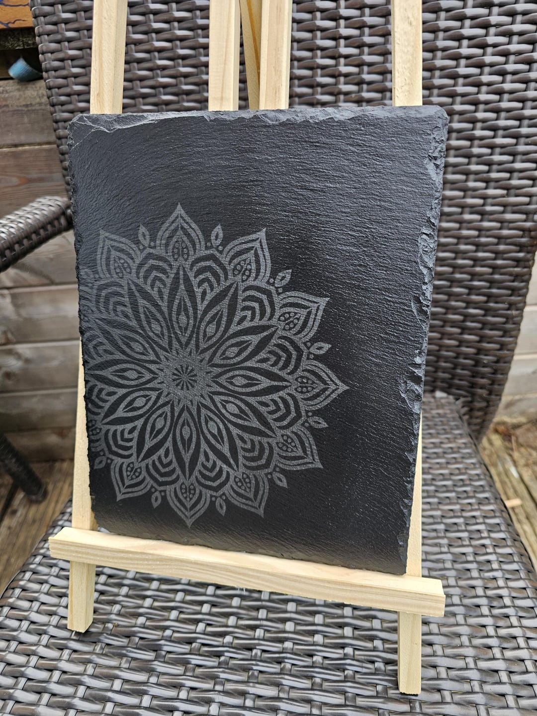 Corner Mandala Engraved Slate Sign | Laser Etched Wall Art | Handmade ...