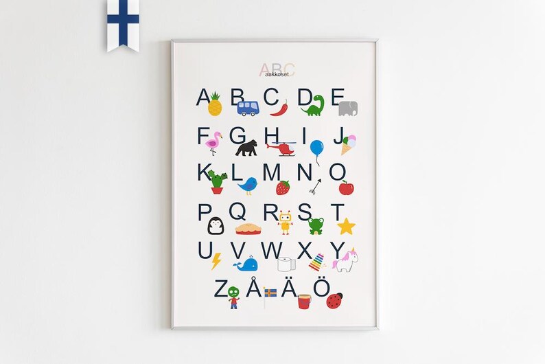 ABC Aakkoset - Finnish Alphabet - Alphabet Poster - Digital Download ...