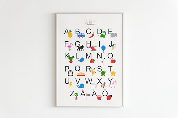 ABC Aakkoset Finnish Alphabet Alphabet Poster Digital | Etsy