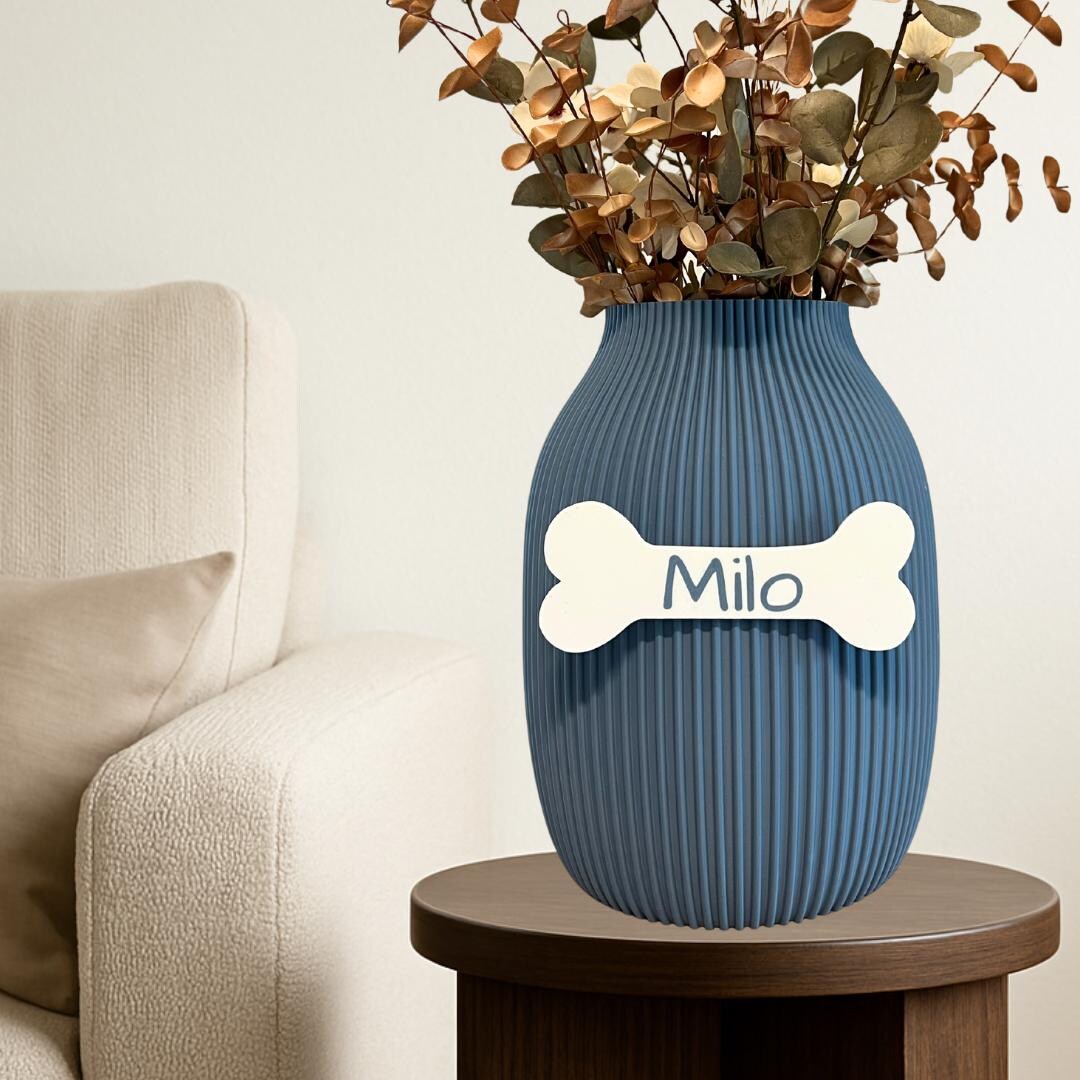 Personalized Pet Vase With Nameplate – Memorial Vase With Bone Motif ...