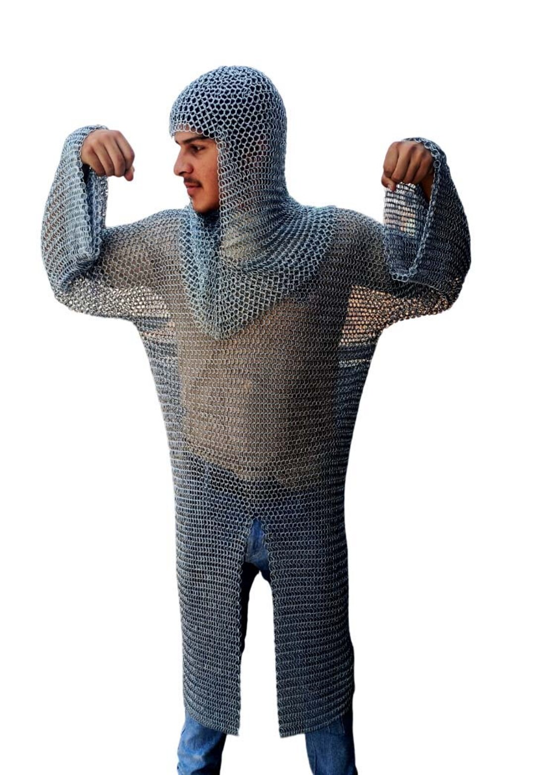 Medieval Chainmail Shirt and Coif Armor Set 10mm Neck Chainmail Hood ...
