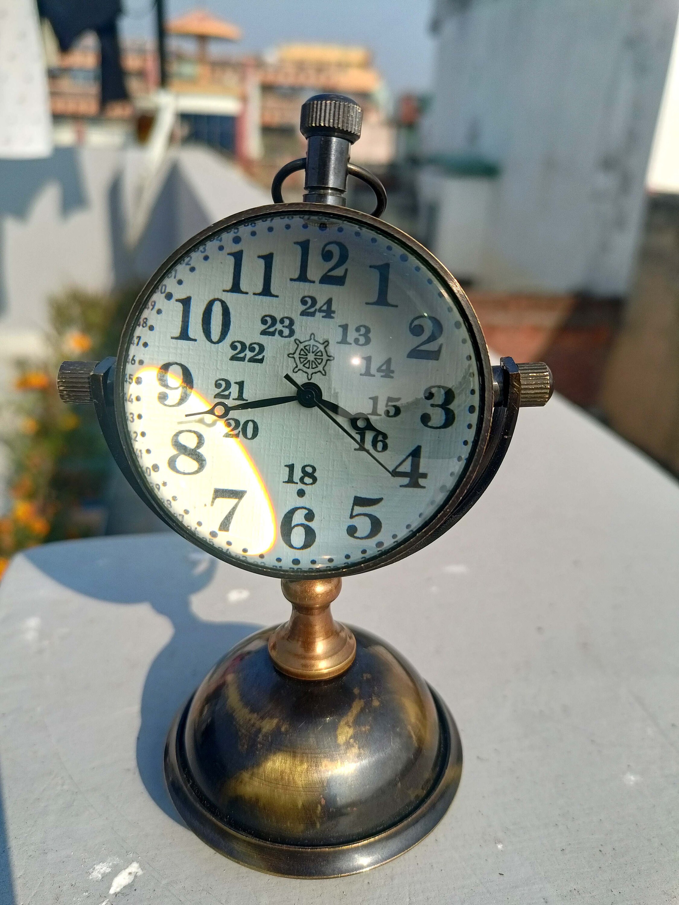 Vintage Style Brass Table Top Clock, Double Face Table Decor Clock ...