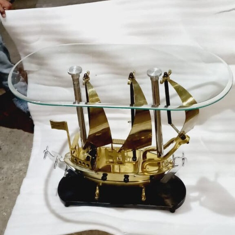 Elegant Brass Ship Side Table Maximalist Interior Coffee Table ...