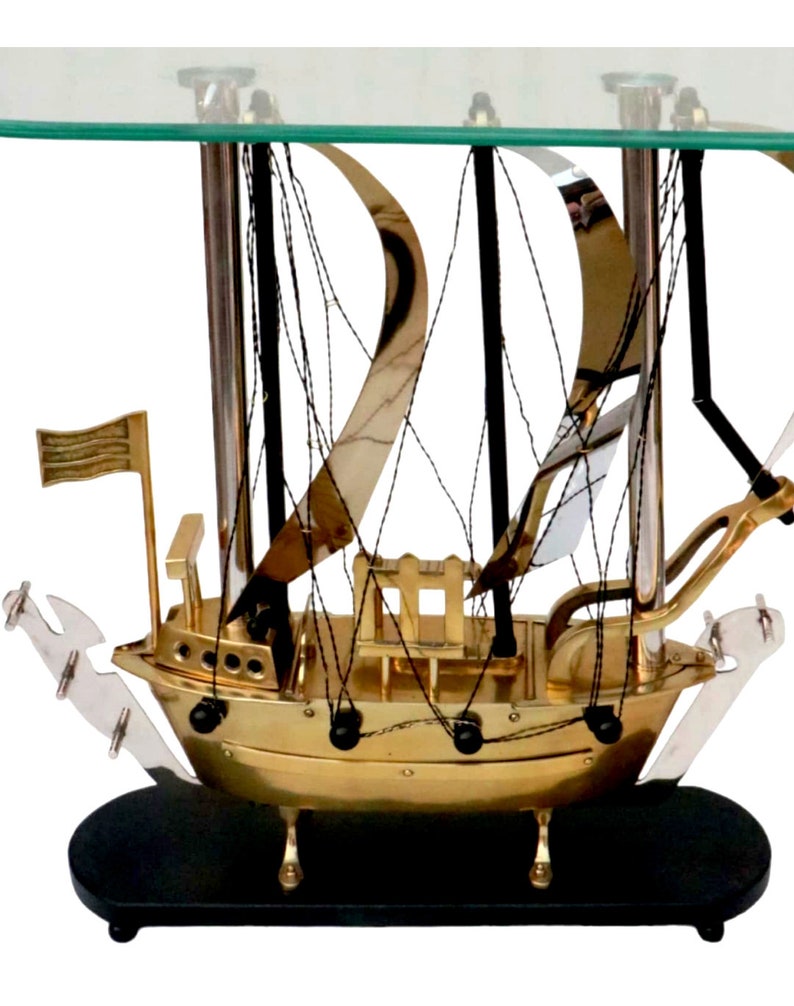 Elegant Brass Ship Side Table Maximalist Interior Coffee Table ...
