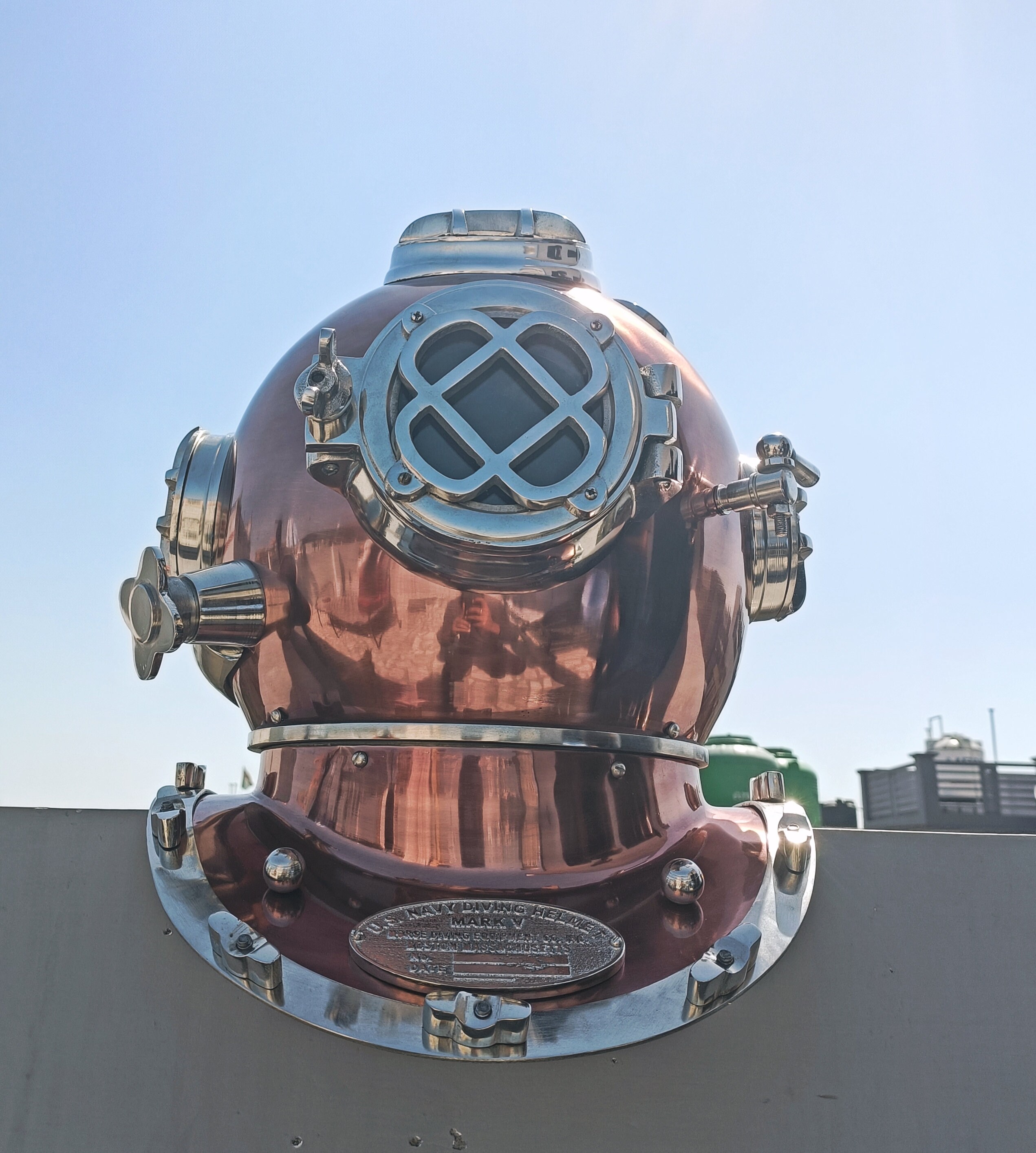 Vintage US Navy Mark V Divers Helmet Replica With Wooden Base Antique ...