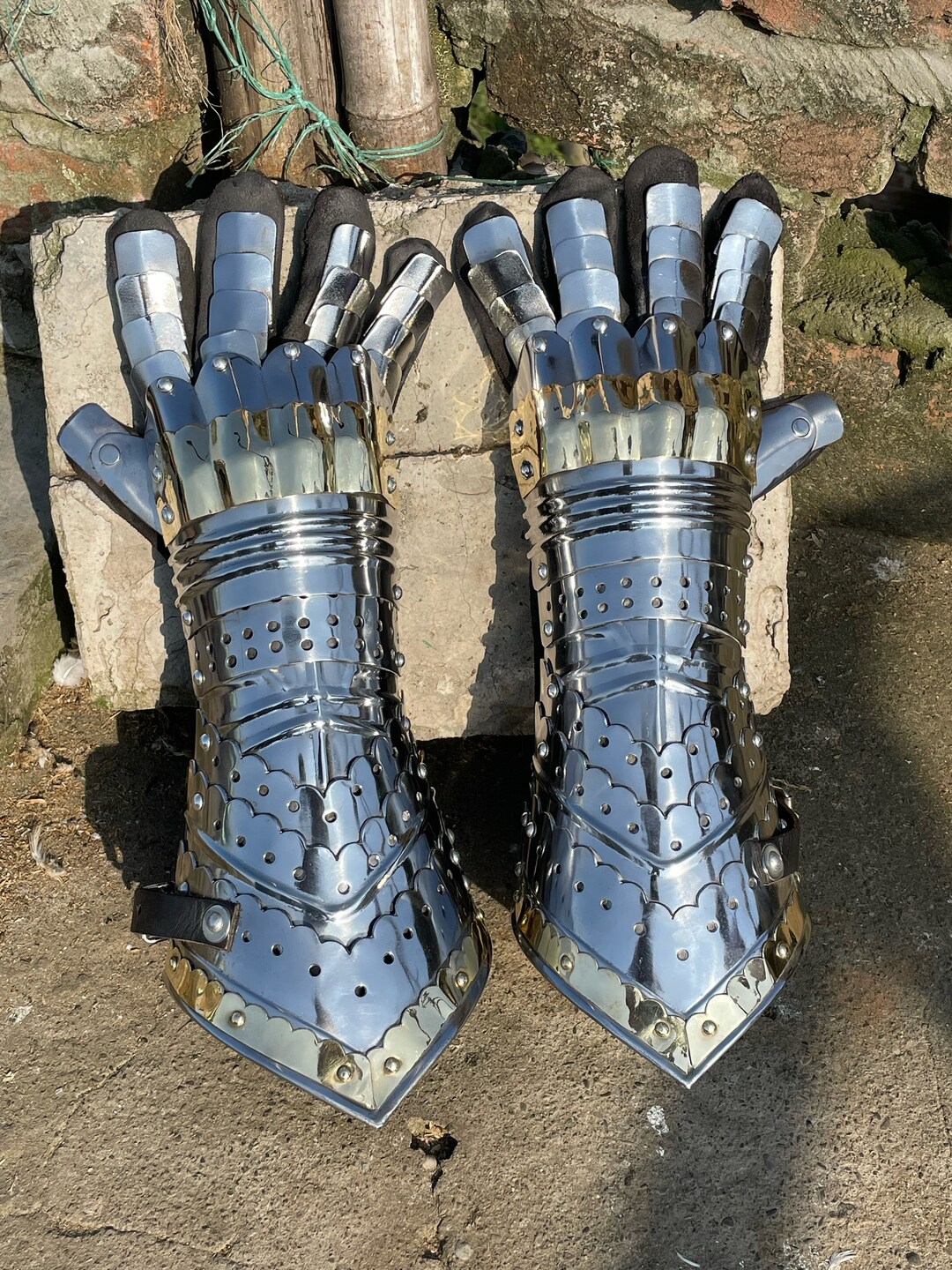 Medieval Knight Gauntlet Armor Gothic Gloves Set Halloween Cosplay ...