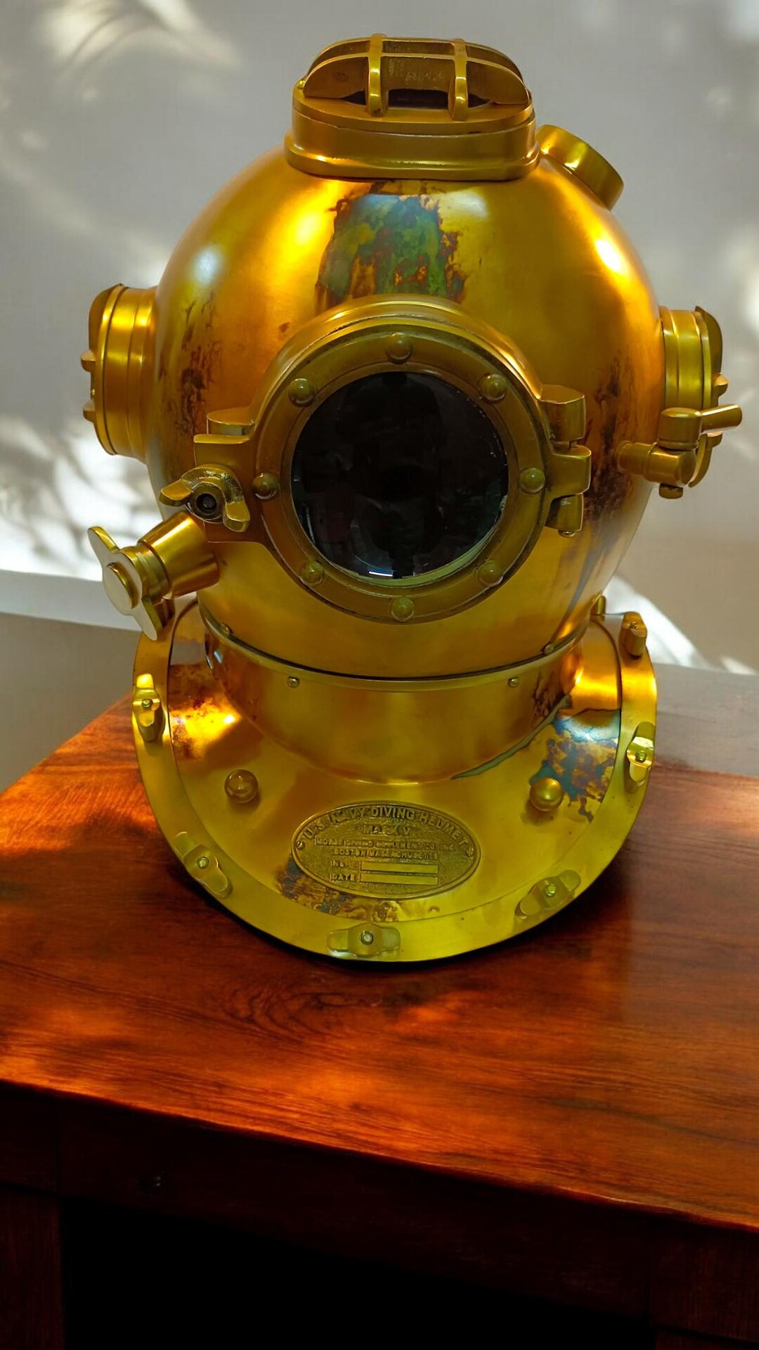 Commando Mark V 18 Scuba Diving Helmet With Wooden Base Maritime Ship's ...