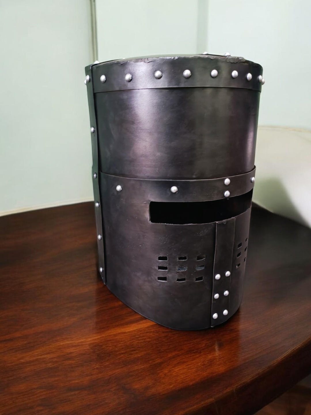 Black Knight Monty Steel Iron Helmet Battle Ready Steel Knight Helmet ...