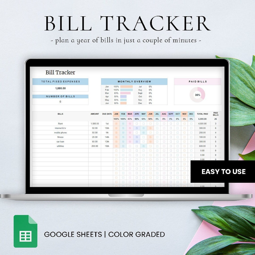 Bill Tracker Bills Planner Expense Tracker Bill Organizer Budget ...