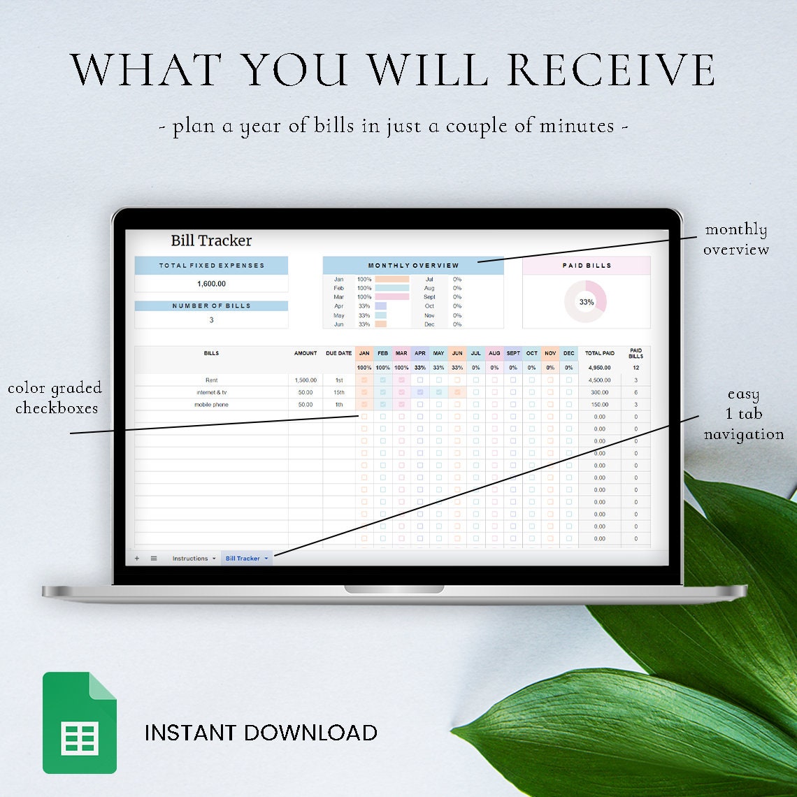 Bill Tracker Bills Planner Expense Tracker Bill Organizer Budget ...